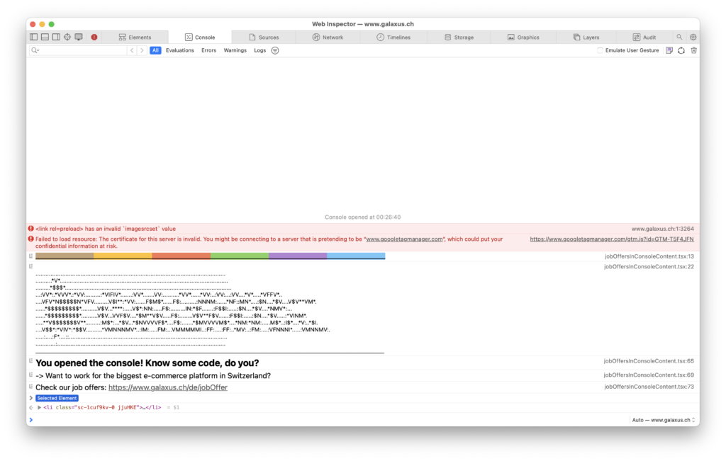 Digitec Galaxus und das Osterei in der JavaScript-Konsole « think eMeidi